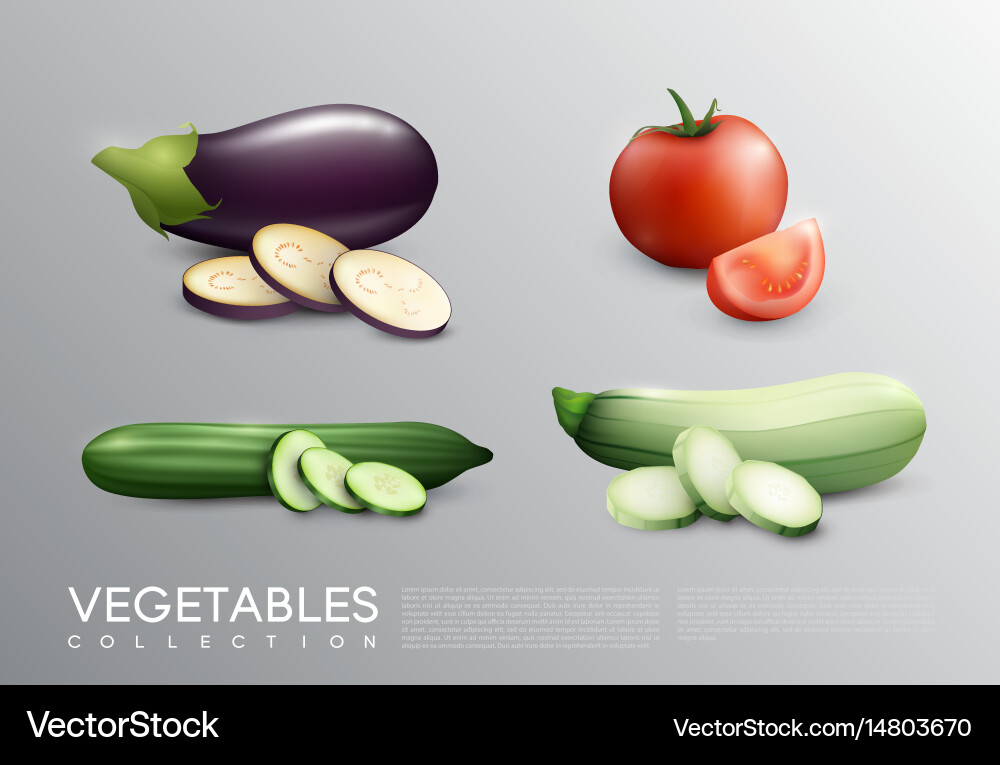 Realistic fresh vegetables set Royalty Free Vector Image