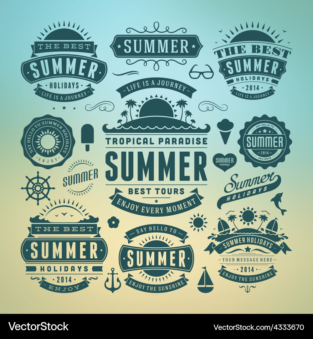 Retro summer design elements Royalty Free Vector Image