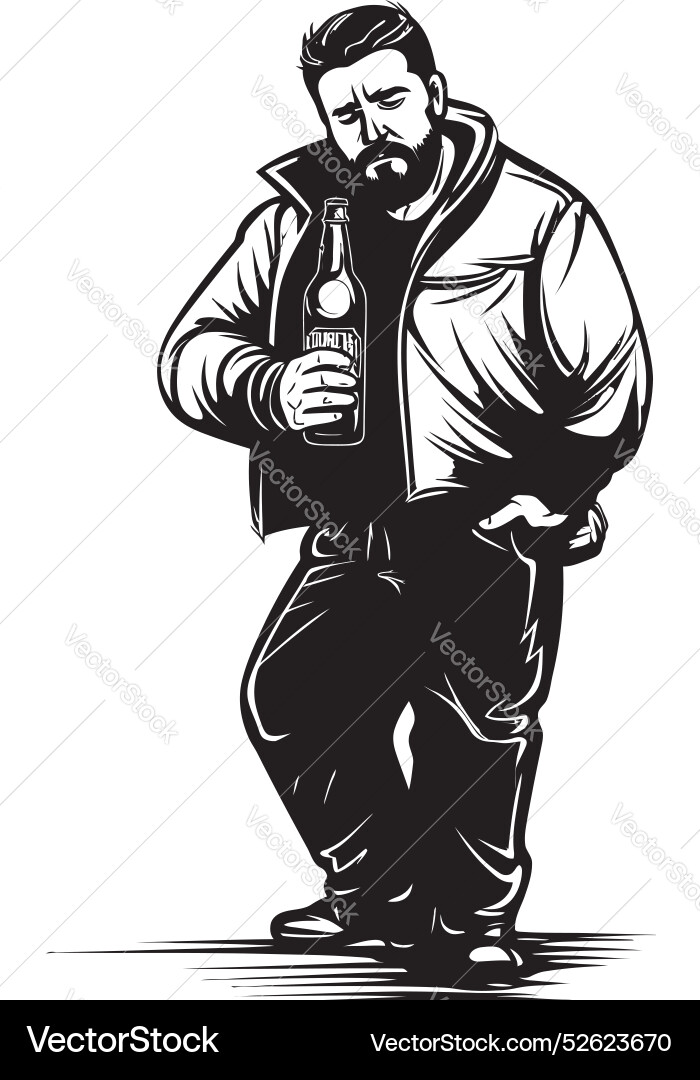 Sloshed hug design with drunken man embracing Vector Image