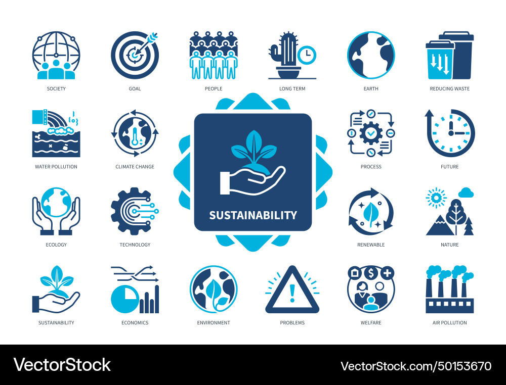 Sustainability Icon Set - Solid Style Royalty Free Vector