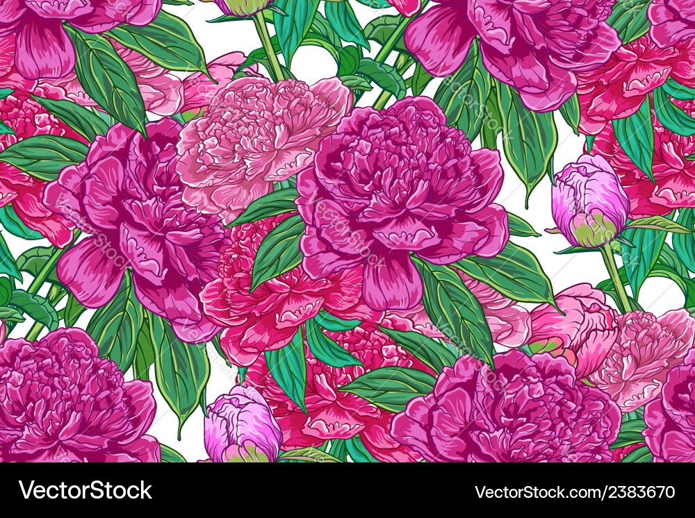 Vintage floral seamless pattern with peonies Vector Image
