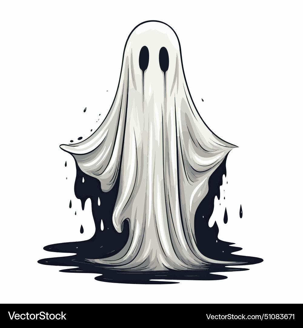 Ethereal ghost haunting minimalist art Royalty Free Vector