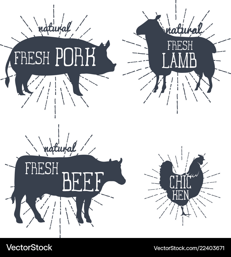 Farm animals icons set collection labels Vector Image