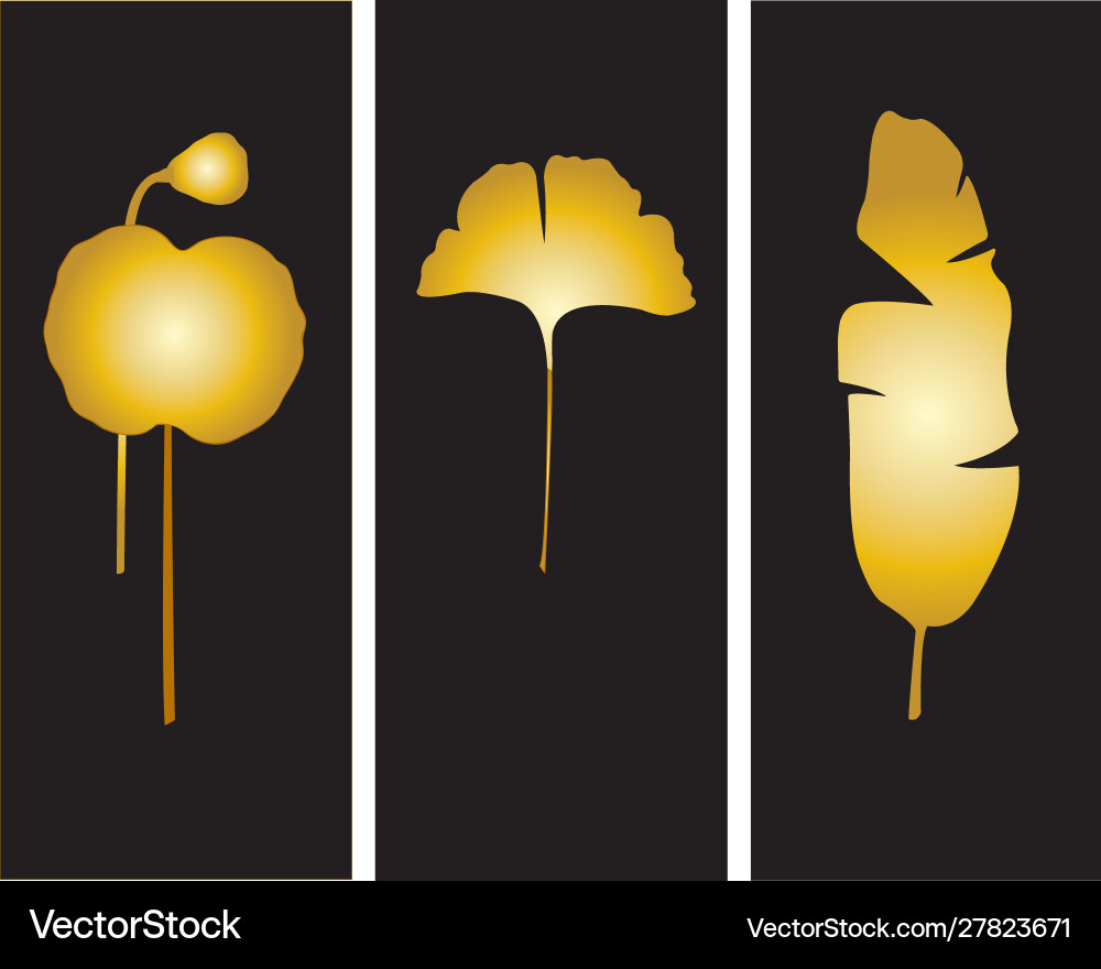 Golden leaves Royalty Free Vector Image - VectorStock