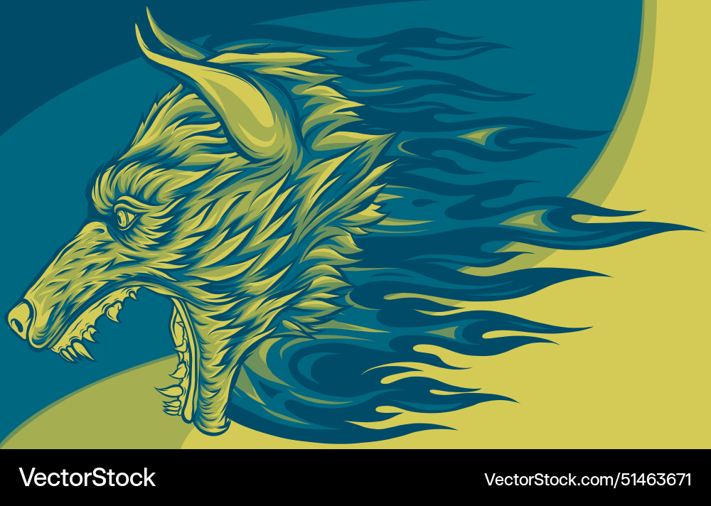 Wolf with flames design Royalty Free Vector Image