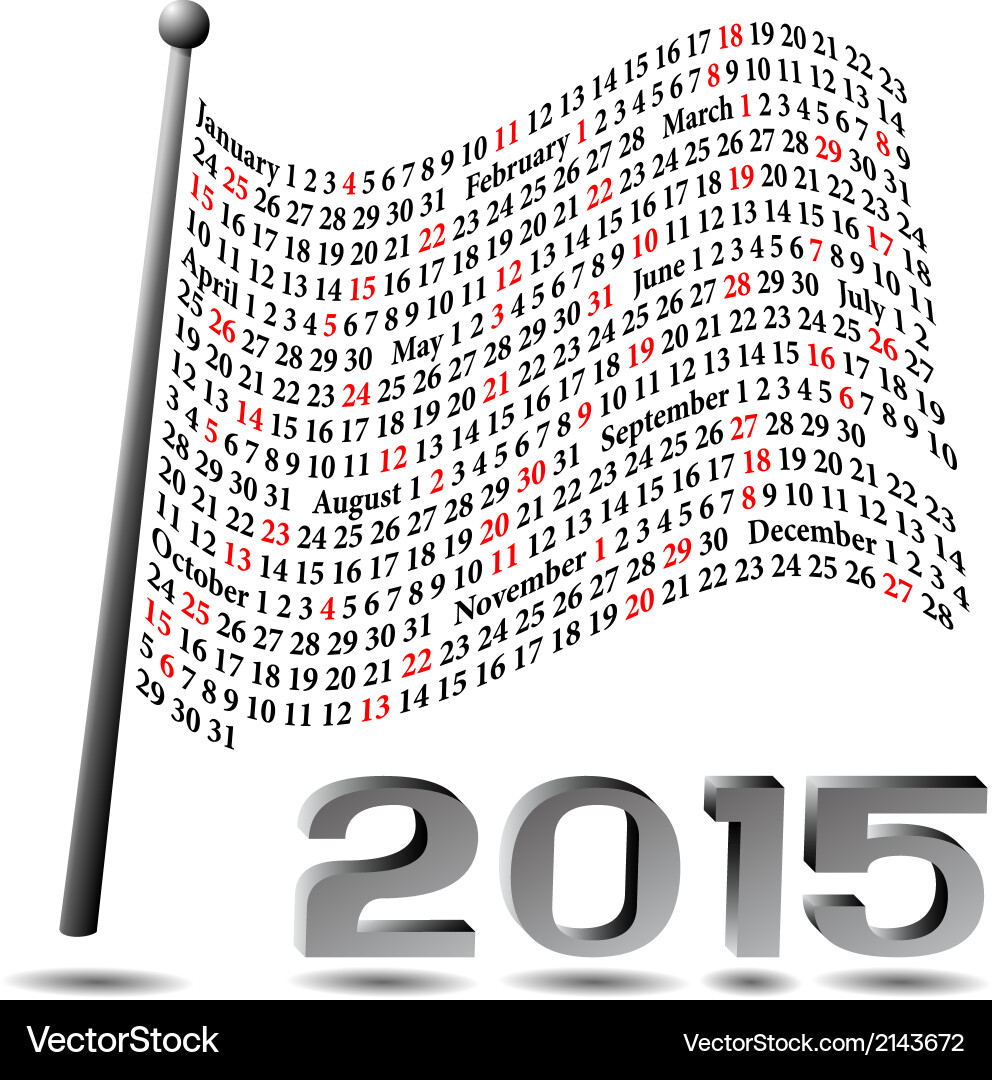 2015 flag calendar Royalty Free Vector Image - VectorStock