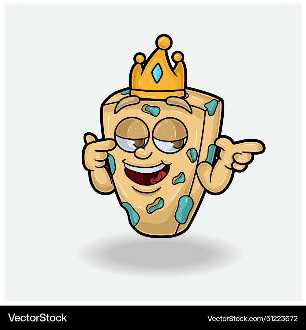 Blue cheese with smug expression mascot cartoon Vector Image