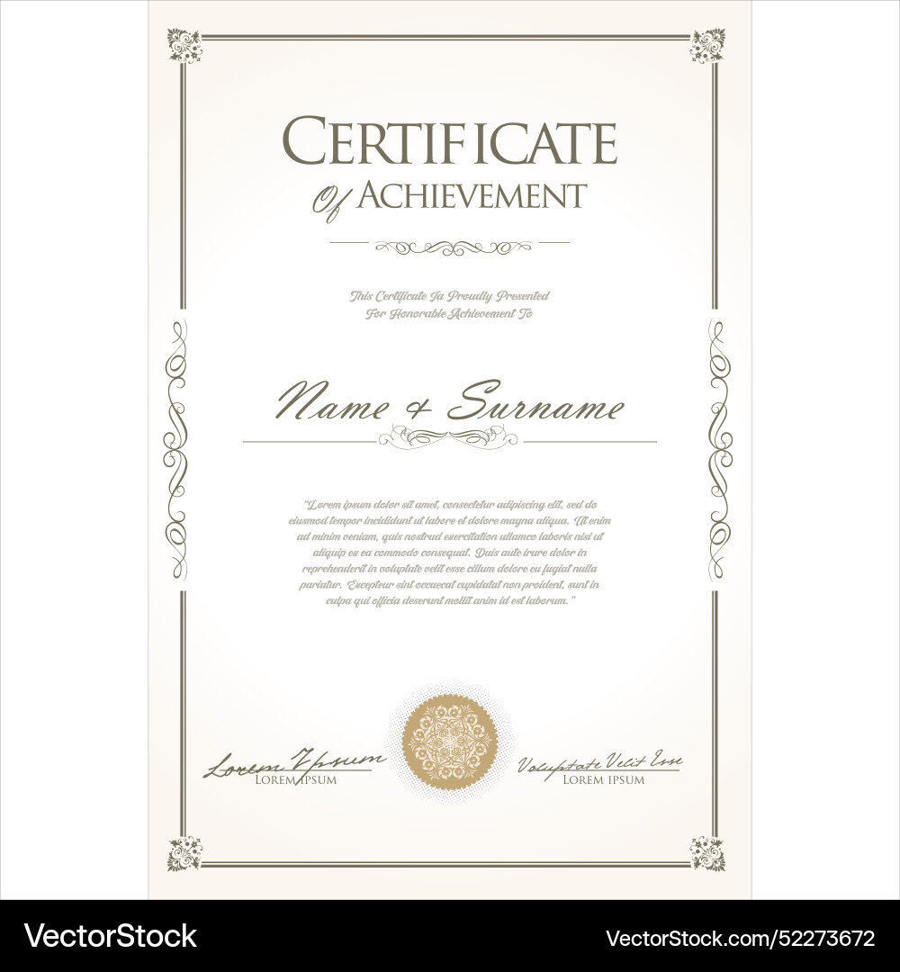 Certificate or diploma retro vintage design 012 Vector Image