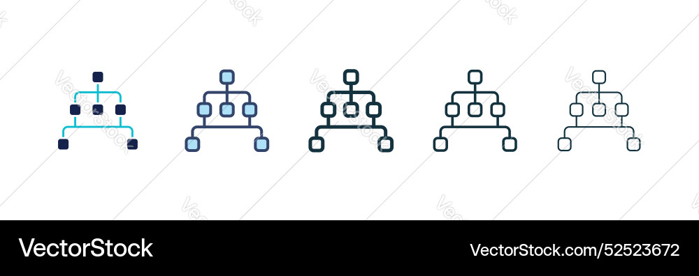 Consolidation icon set black filled and outlined Vector Image