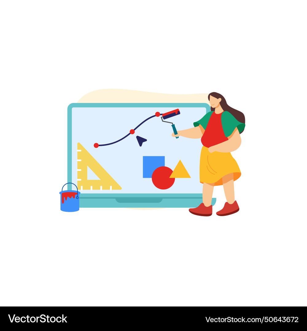 Designer adding color Royalty Free Vector Image