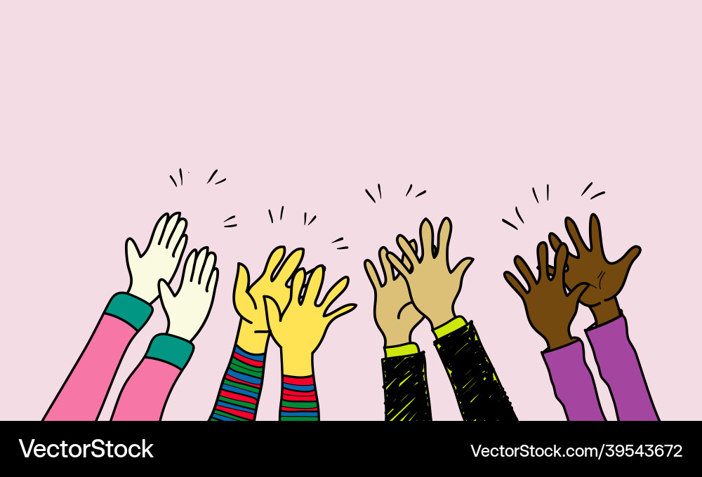 Hand drawn colorful of hands clapping ovation Vector Image