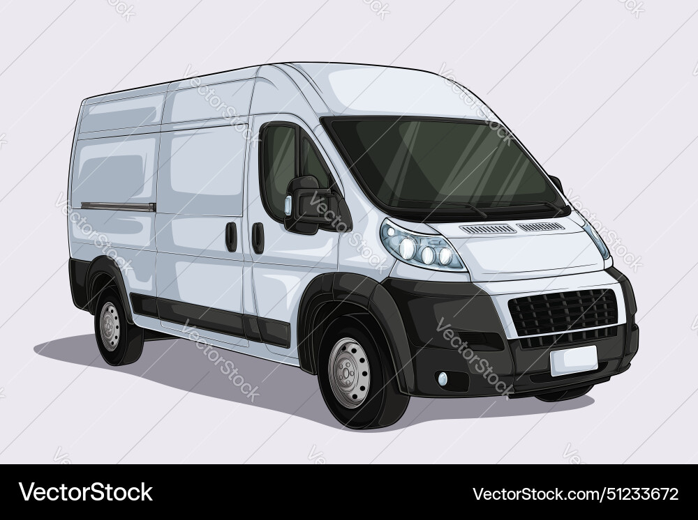 Hand drawn modern white van suitable for transport