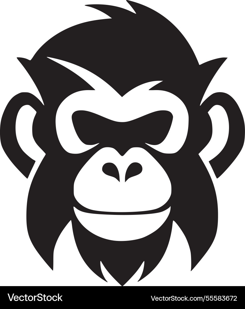 Monkey - minimalist and flat logo Royalty Free Vector Image