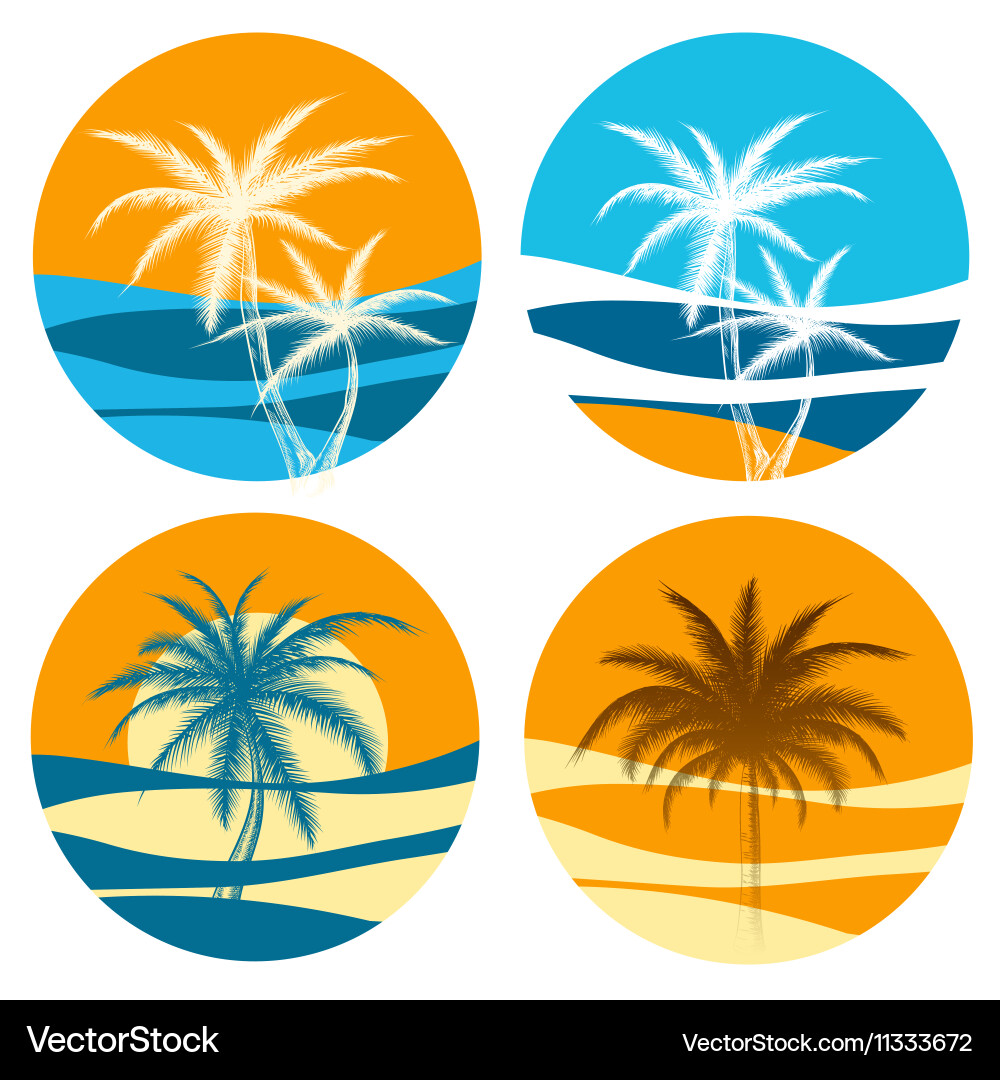 Palm paradise logo set Royalty Free Vector Image