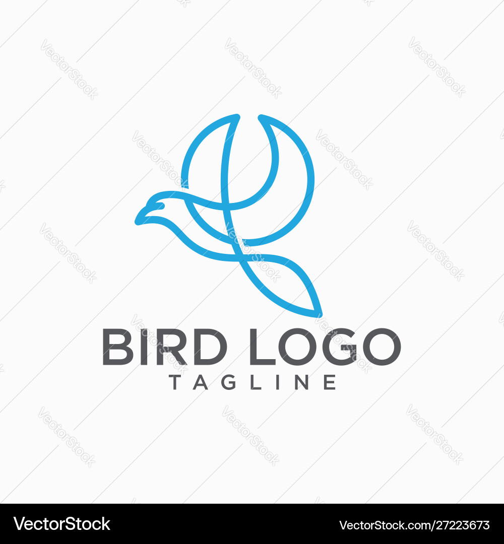 Bird lineart logo design stock Royalty Free Vector Image