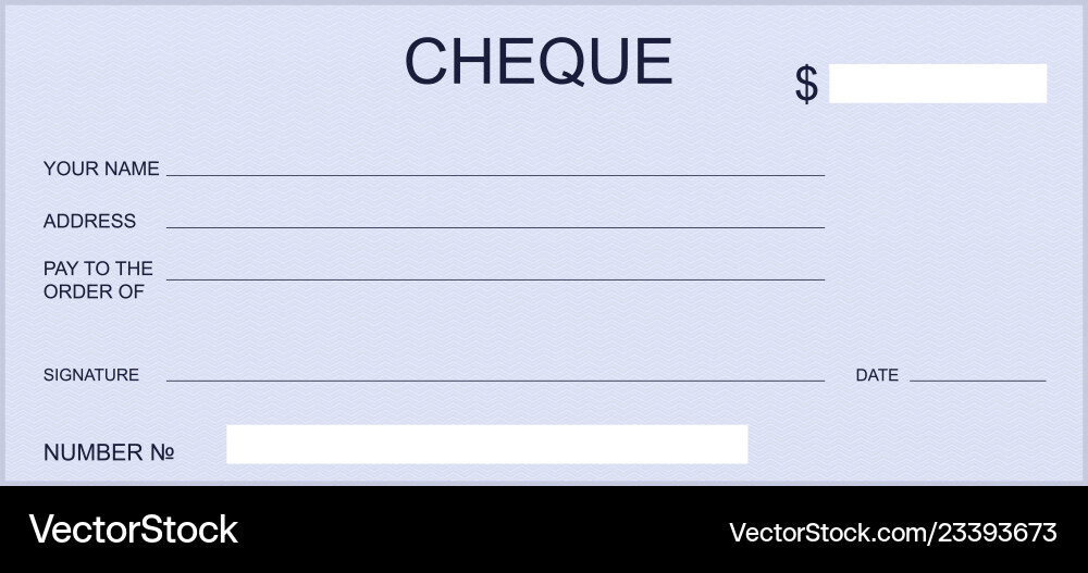 Blank bank check or gift certificate design Vector Image