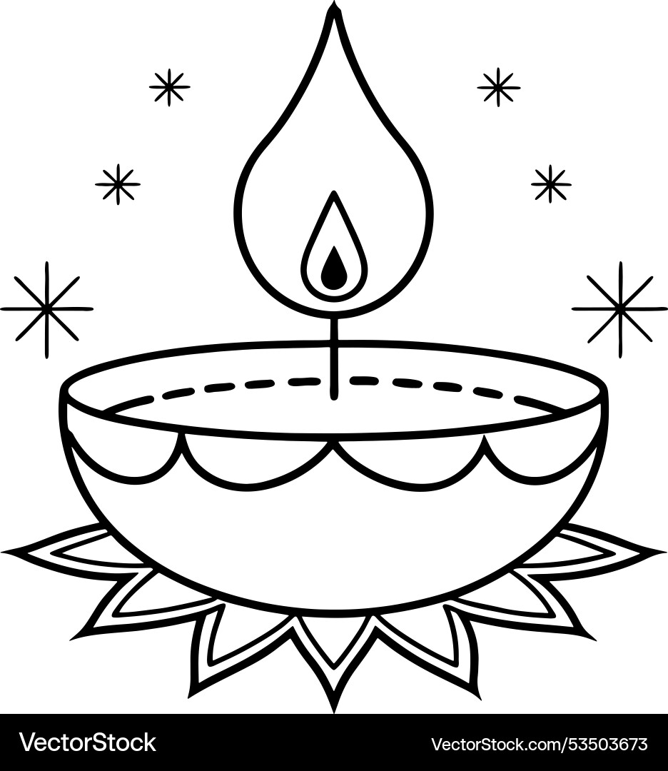 Diwali line art drawing Royalty Free Vector Image