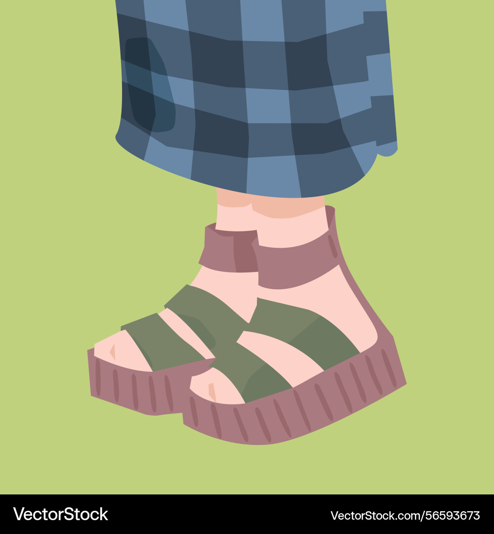 Flat cartoon platform sandals Royalty Free Vector Image