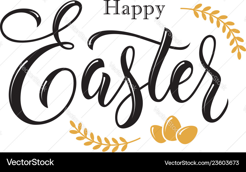 Happy easter hand drawn lettering Royalty Free Vector Image