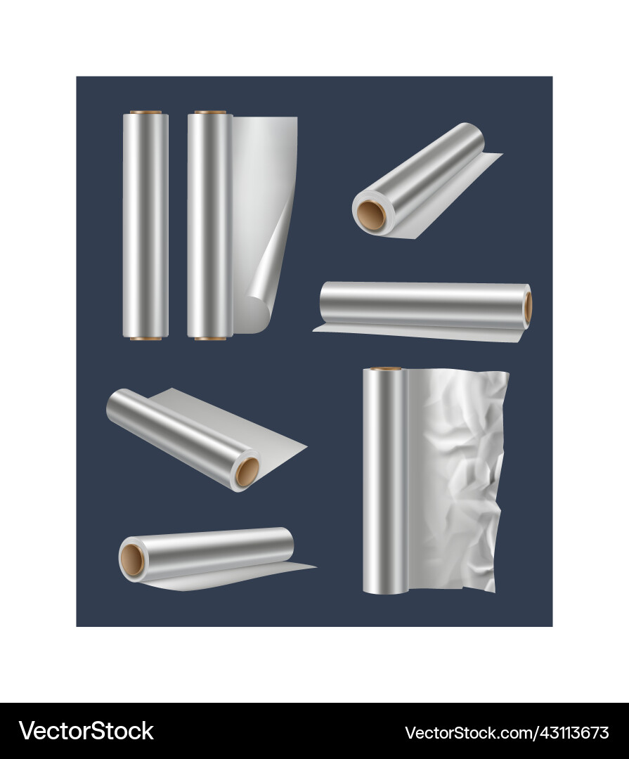Metallic paper realistic aluminium foil templates Vector Image