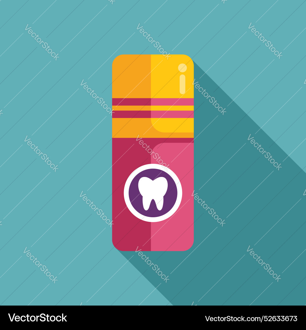Pink toothpaste tube standing on blue background Vector Image
