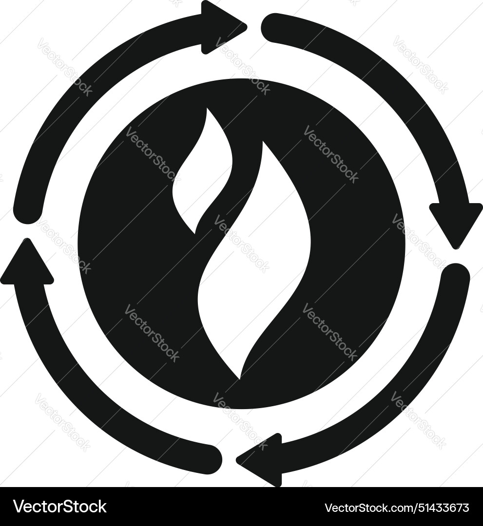 Renewable energy icon with flames and arrows Vector Image
