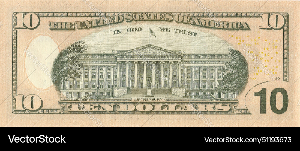 Reverse high polygonal pixel mosaic banknote 10 Vector Image