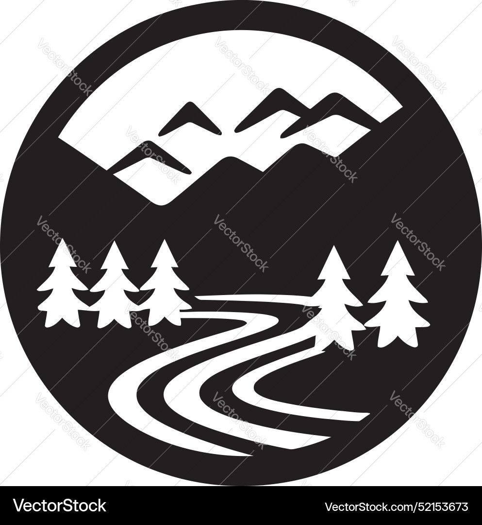 Serene splendor minimalist landscape symbol Vector Image