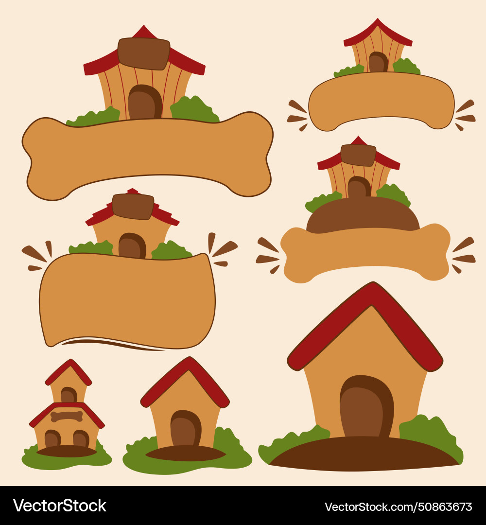 Set of dog house Royalty Free Vector Image - VectorStock