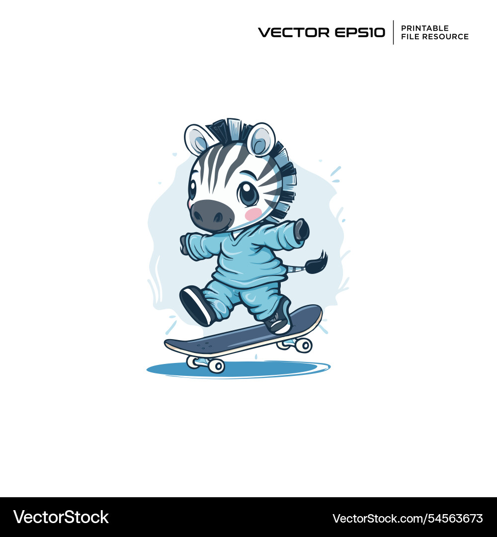 Zebra skate character mascot logo design eps 10 Vector Image