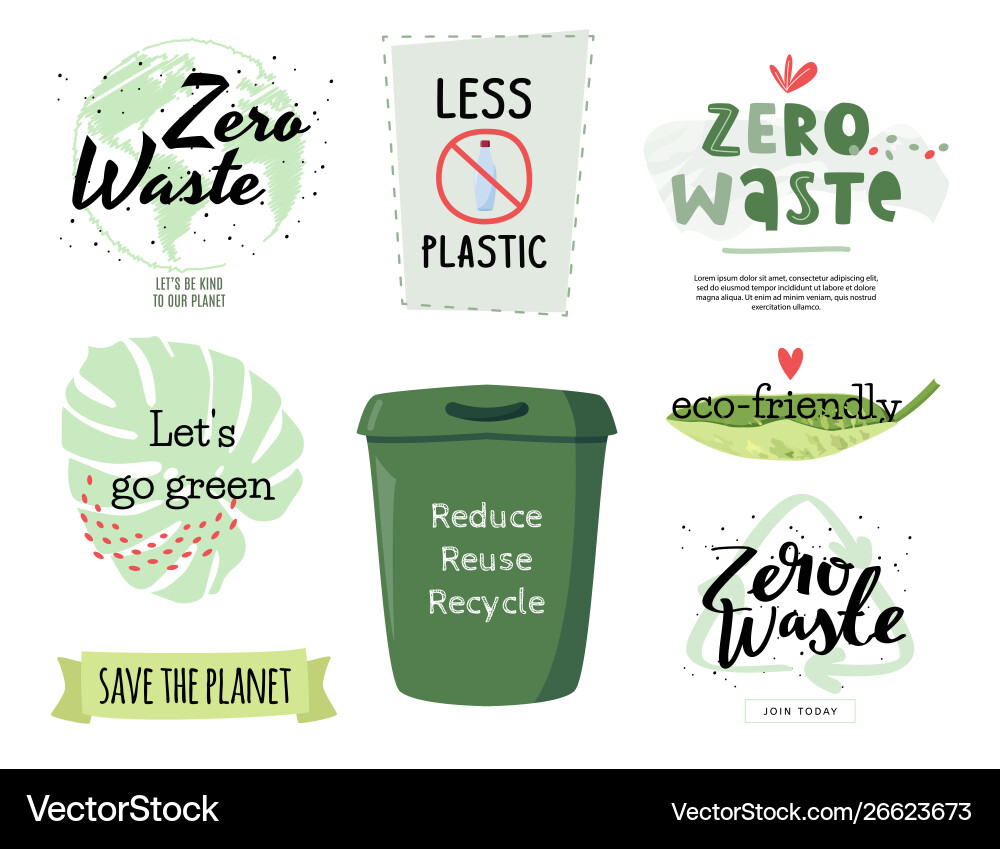 Zero Waste Elements Collection Royalty Free Vector Image