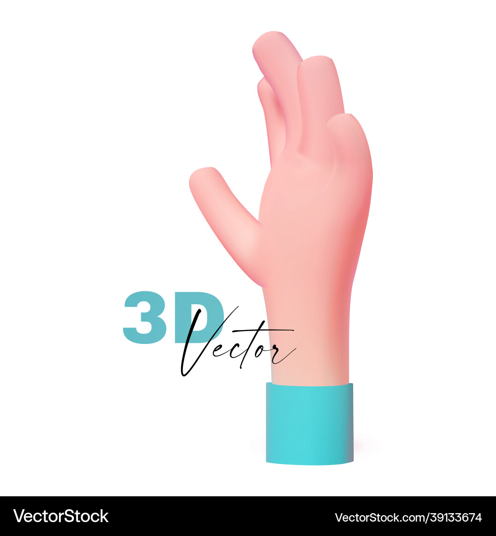3d hello hand Geste realistisch Render Cartoon Vektorbild