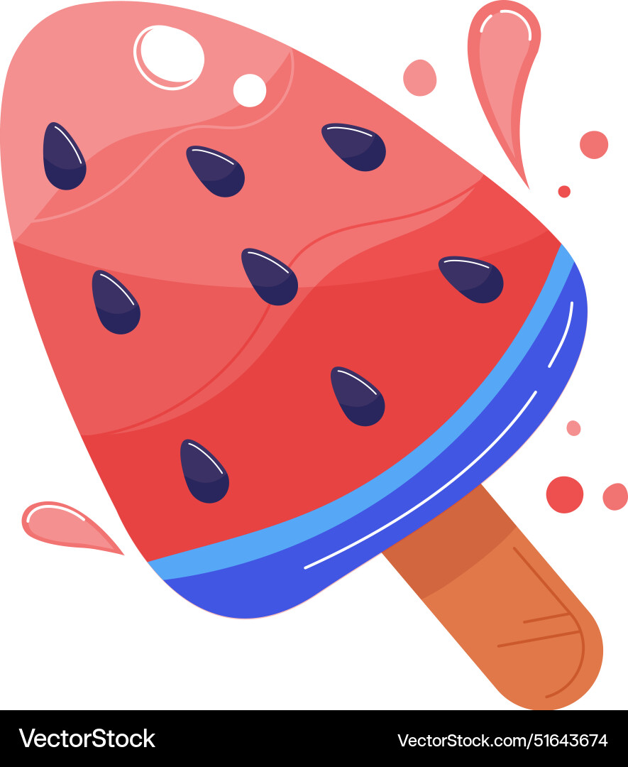 Bright watermelon popsicle dripping Royalty Free Vector