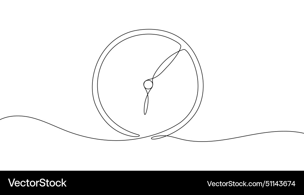 Clock continuous one line drawing on white Vector Image