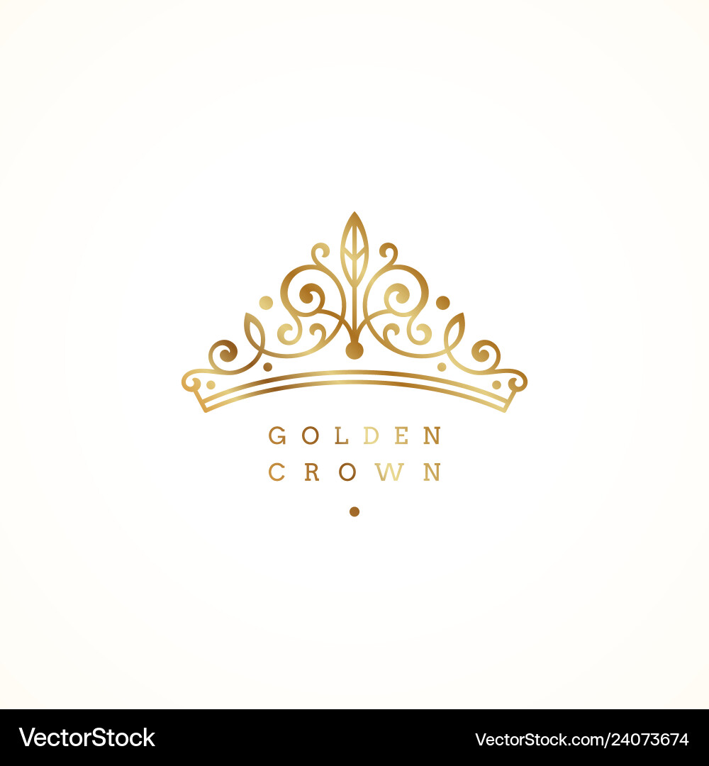 Elegant golden crown logo on white background Vector Image