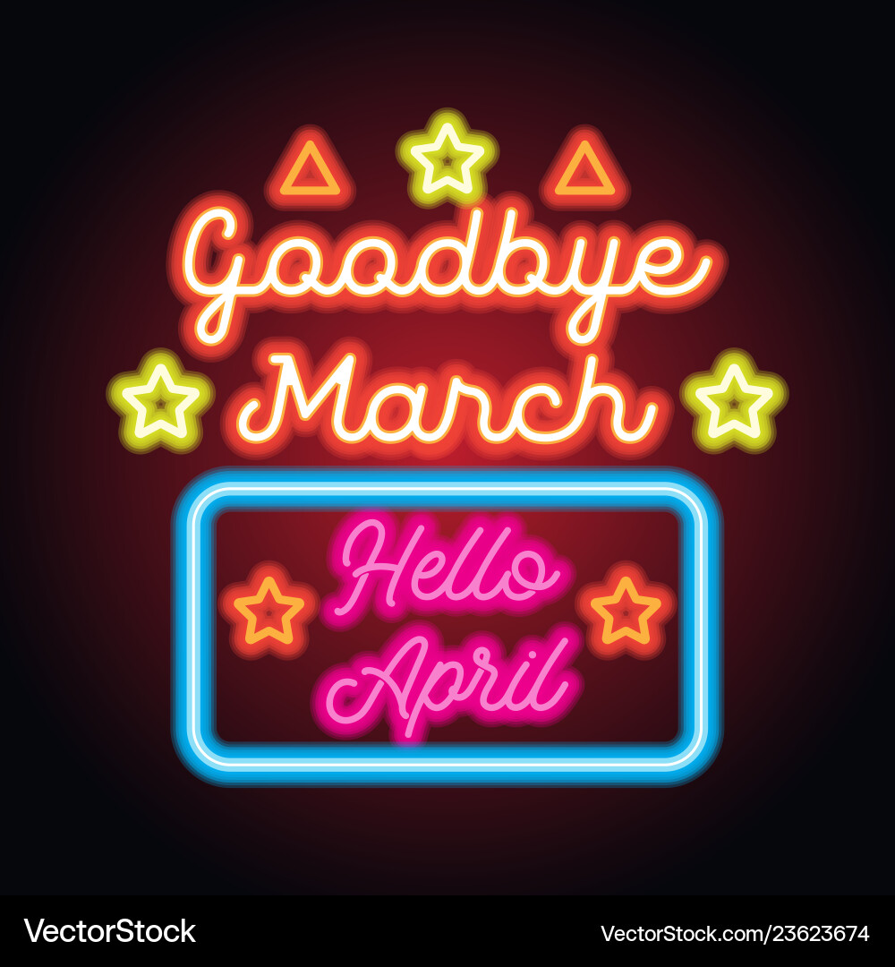Goodbye march hello april spring text sign Vector Image