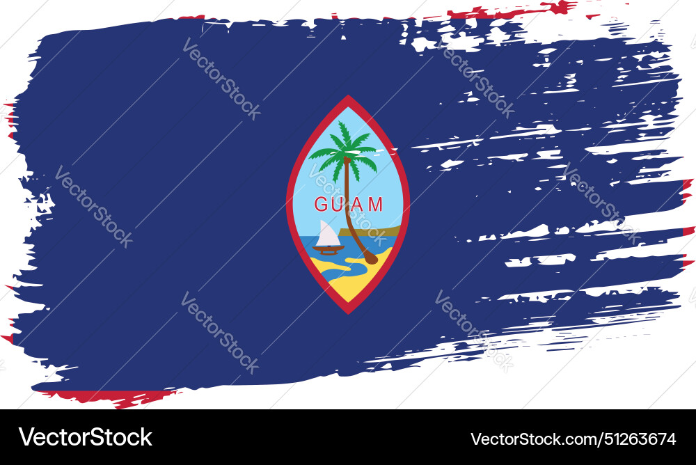 Guam flag wide brush stroke on transparent Vector Image