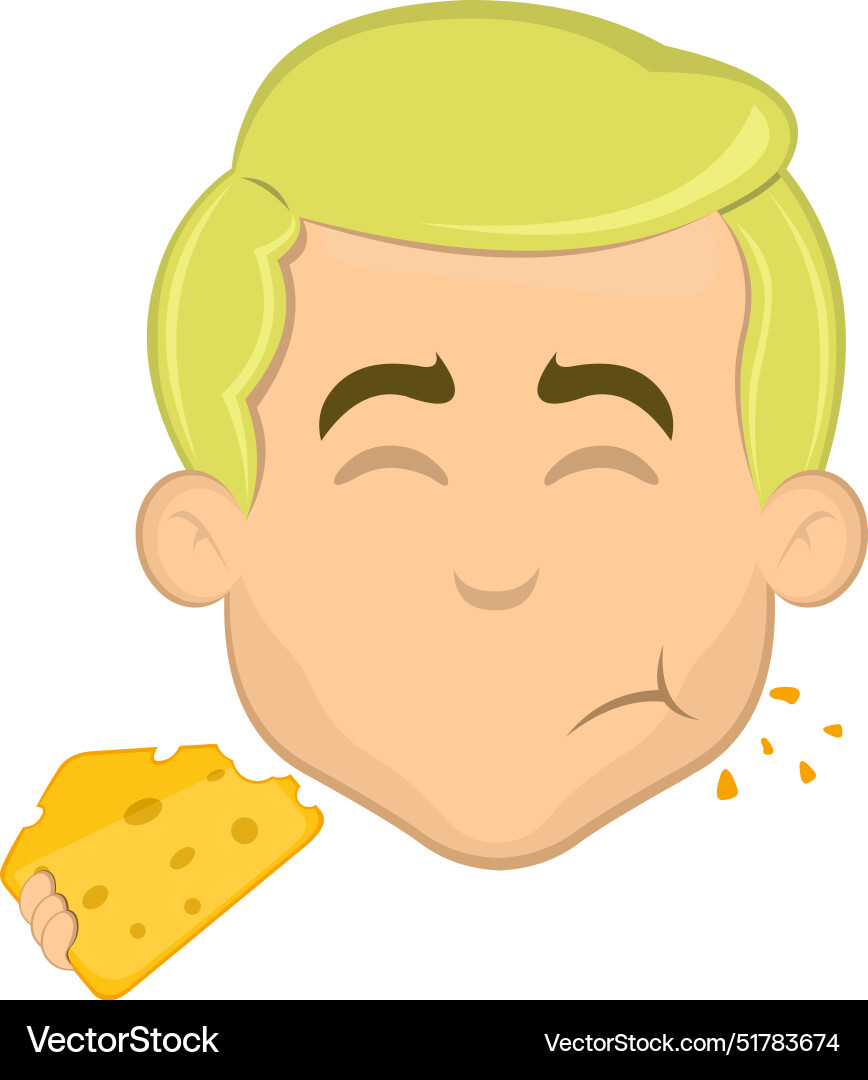 Head man eating cheese peace Royalty Free Vector Image