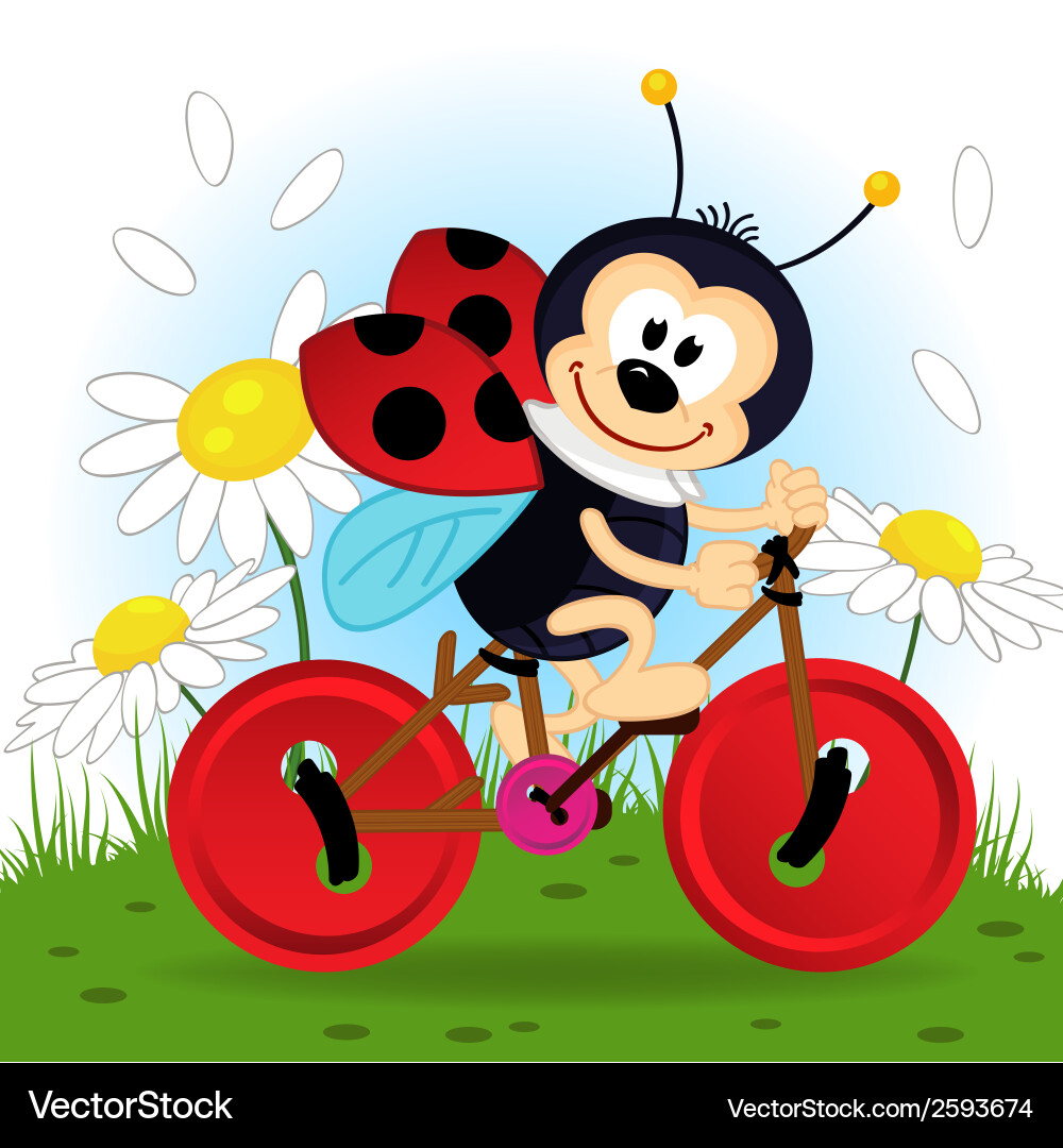 Ladybug on bike Royalty Free Vector Image - VectorStock