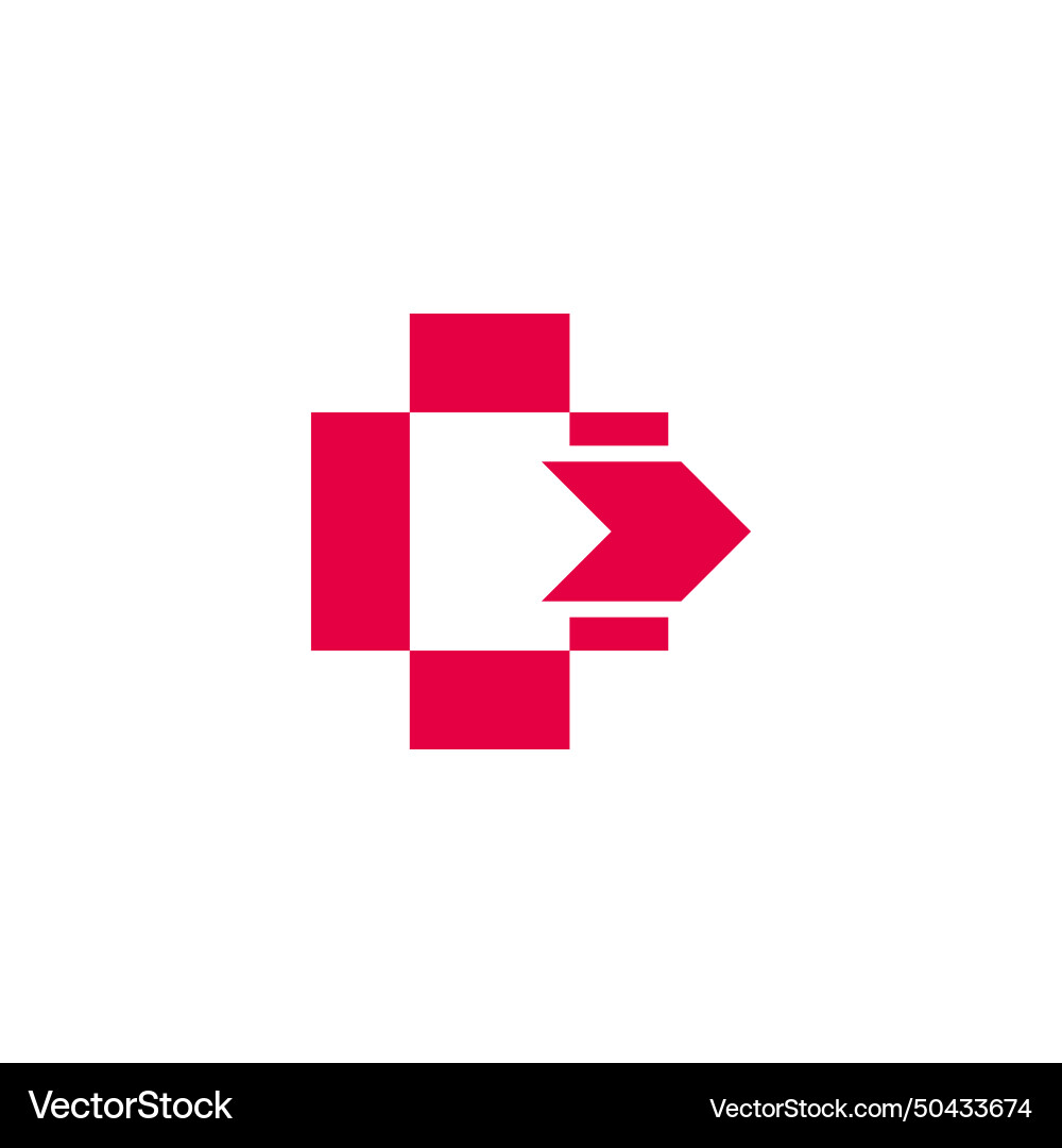 Letter c pixel line swoosh arrow logo Royalty Free Vector