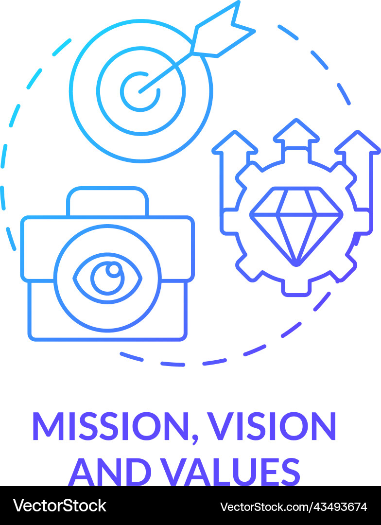 Mission vision and values blue gradient concept Vector Image