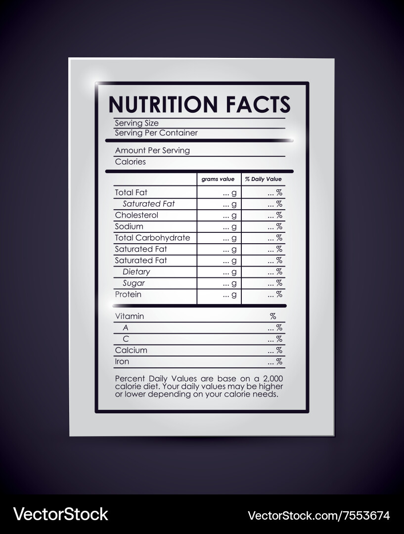 Nutrition Facts Label Royalty Free Vector Image