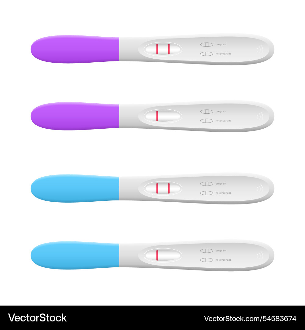 Realistic 3d detailed color pregnancy test set Vector Image
