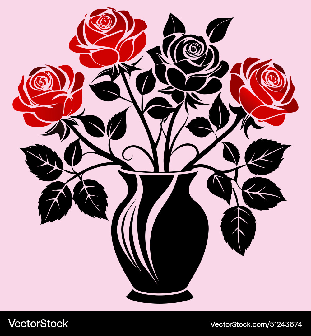 Roses-on-the-vase Royalty Free Vector Image - VectorStock