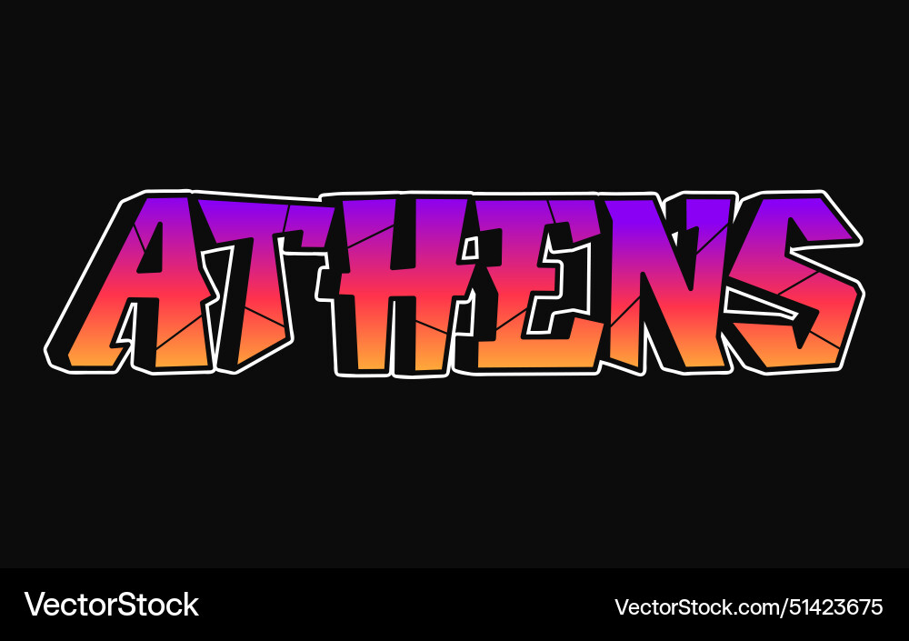 Athens word trippy psychedelic graffiti style Vector Image