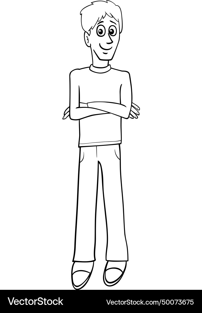 Cartoon boy or young man comic character coloring Vector Image
