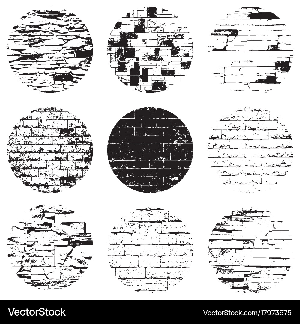 Circular Brick Textures - Grunge Overlay Vector Image