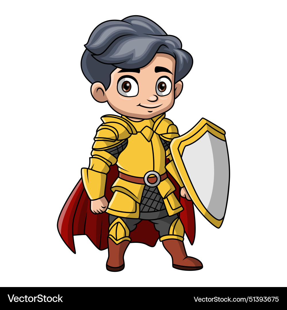 Cute boy cartoon wearing costume knight Royalty Free Vector