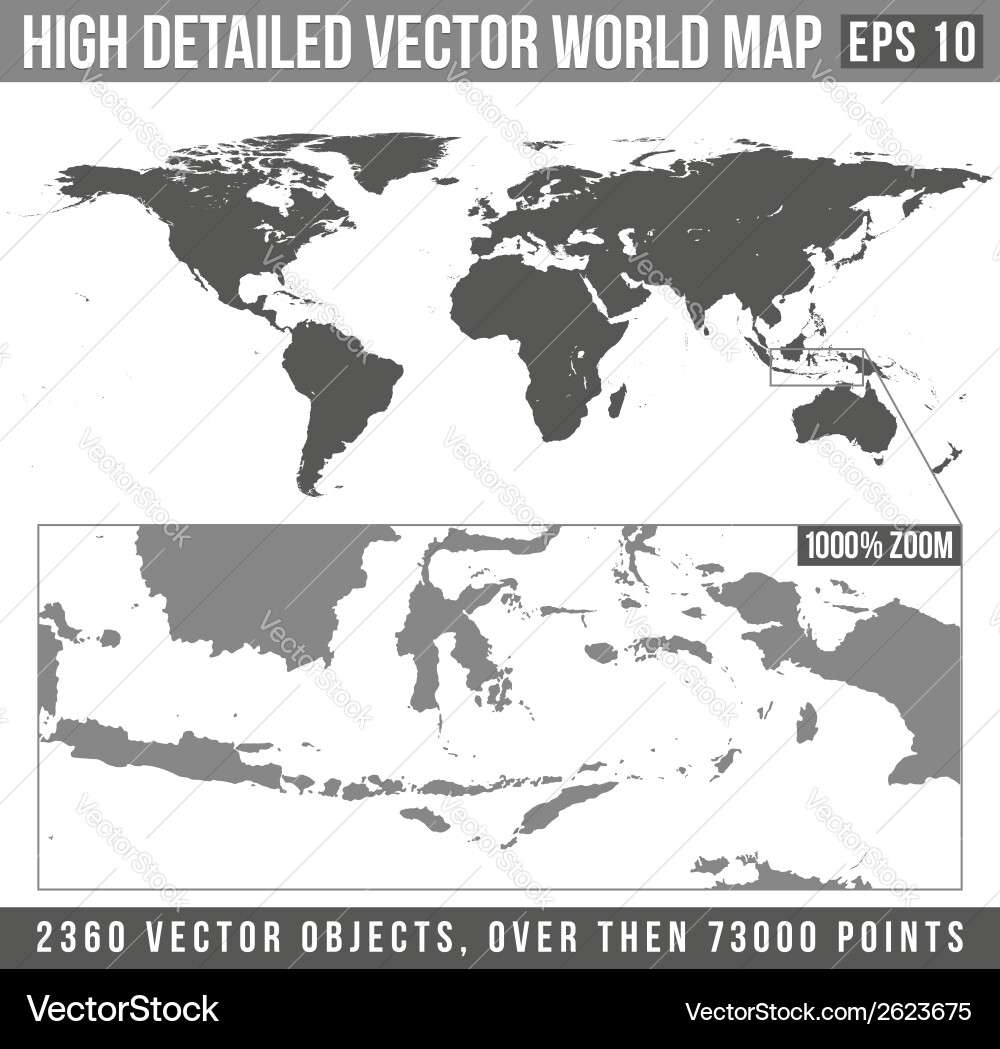 Detailed World Map Royalty Free Vector Image - VectorStock