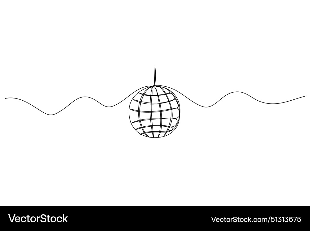 Disco ball one line drawing outline continuous Vector Image